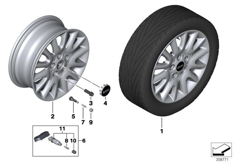 MINI Genuine 16" Light Alloy Rim Victory Spoke Wheel 6.5J ET54 Black ...